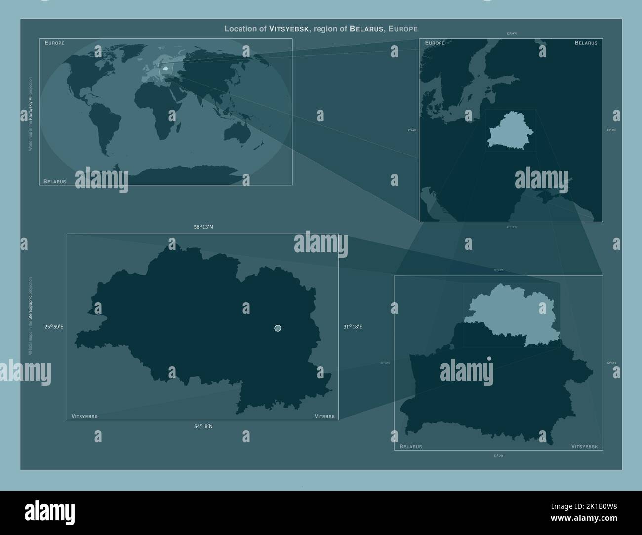 Vitsyebsk, region of Belarus. Diagram showing the location of the ...