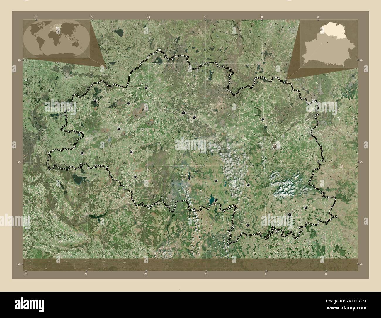 Vitsyebsk, region of Belarus. High resolution satellite map. Locations ...