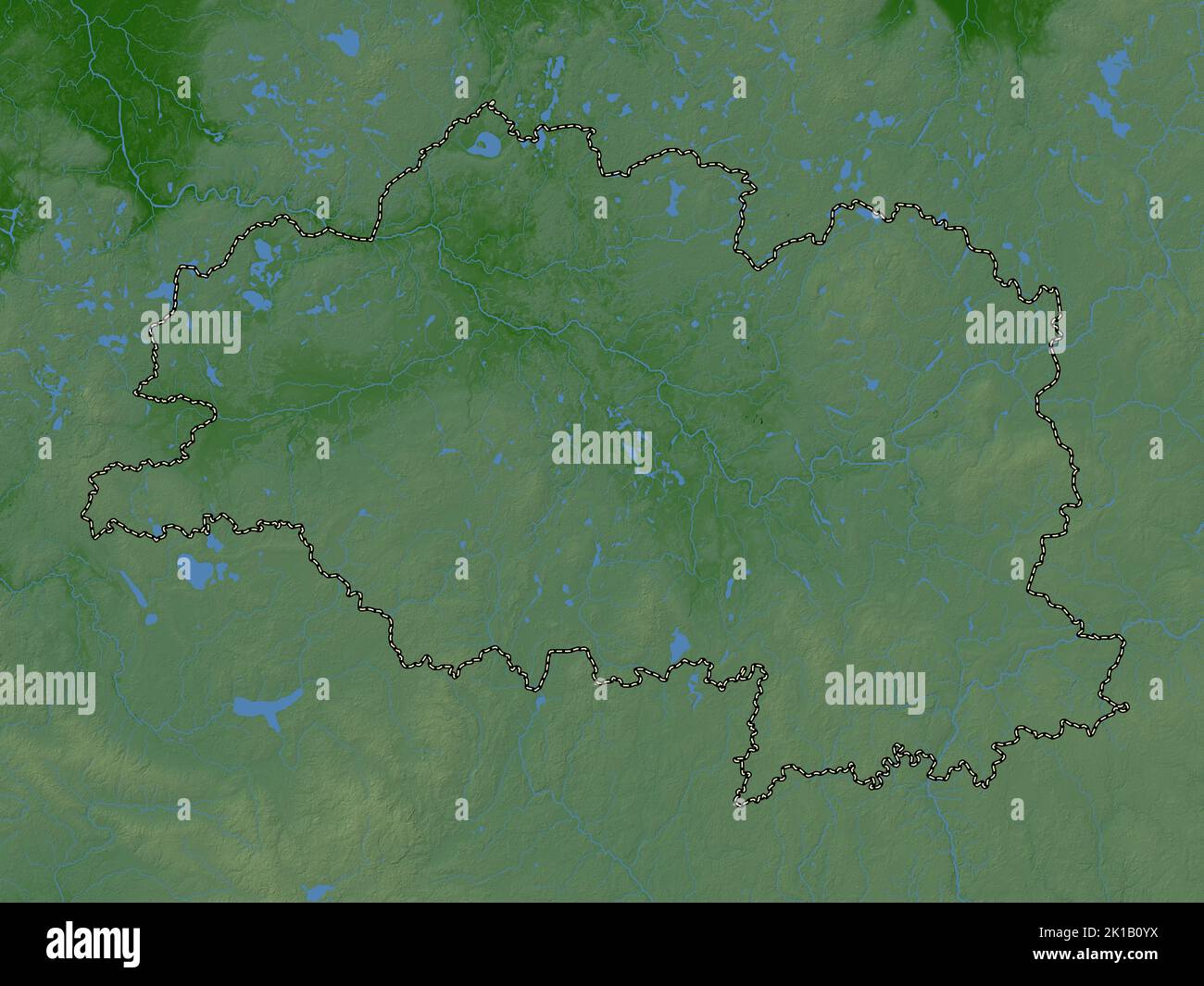 Vitsyebsk, region of Belarus. Colored elevation map with lakes and ...