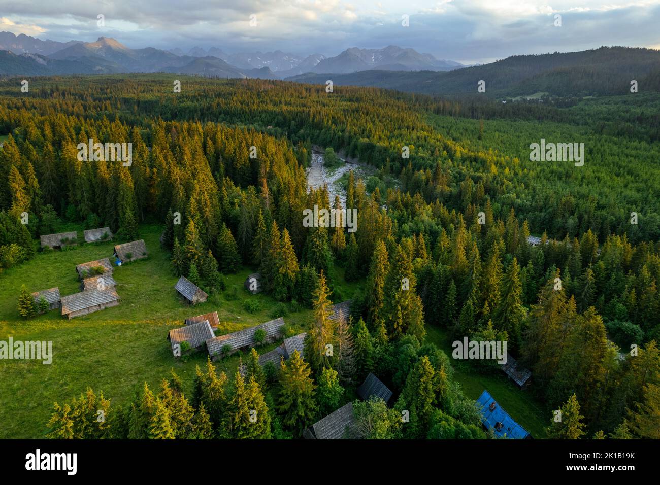 Bialka River in Podhale region, High tatras mountains in Poland at ...
