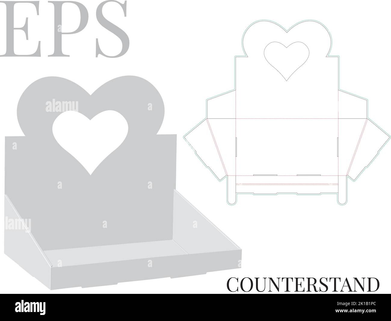 Counter stand with heart, vector with die cut, laser cut layers ...