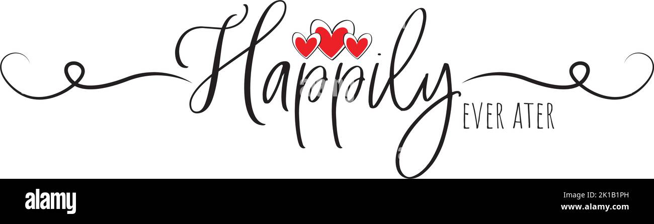Happily ever after, vector. Wording design, lettering. Scandinavian ...