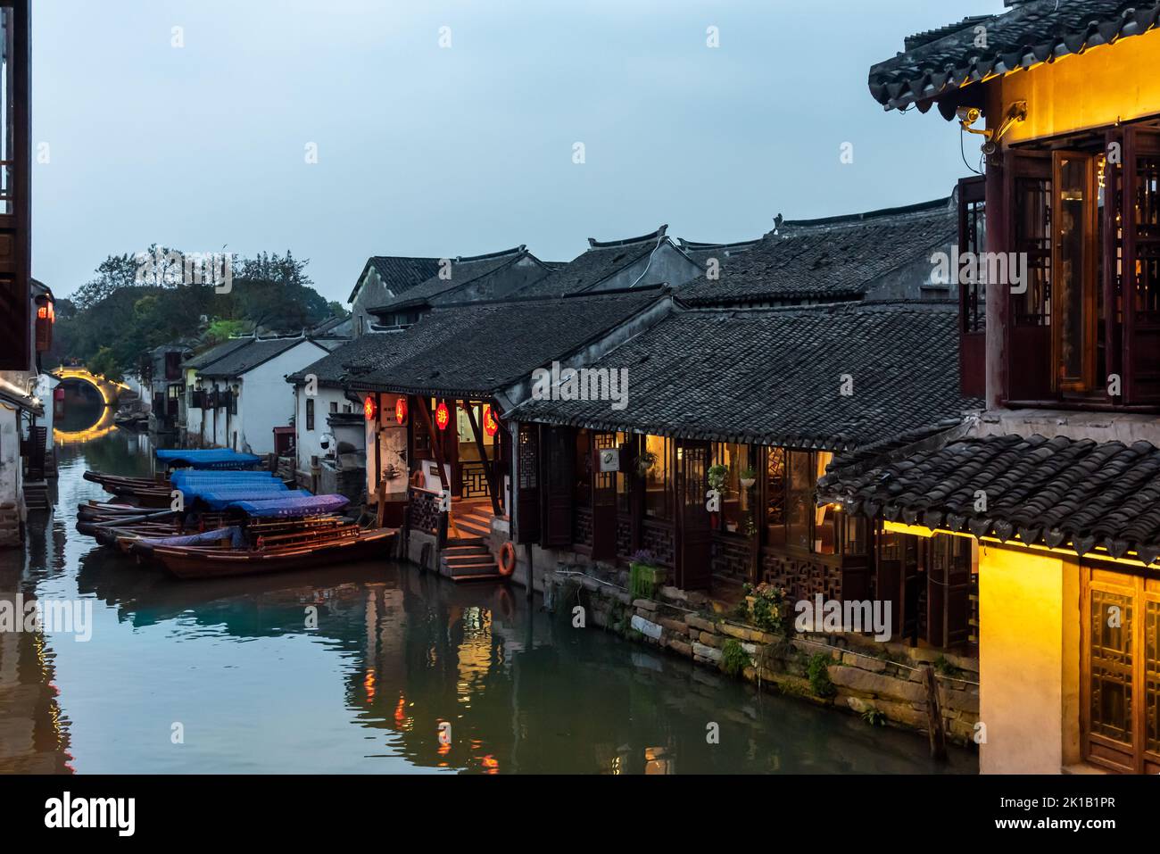 Night View of Zhouzhuang, Suzhou, China Stock Photo - Alamy