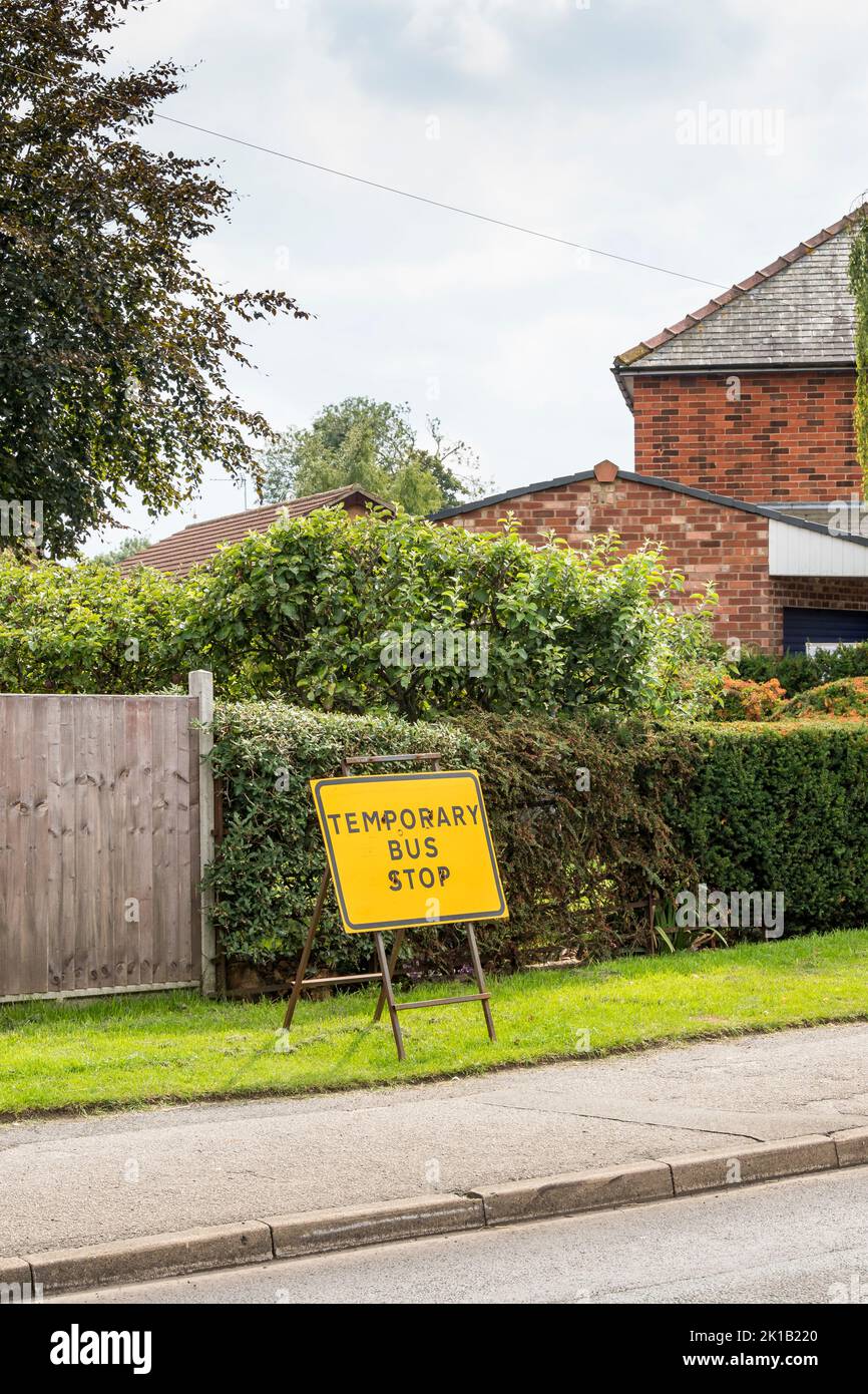 Temporary bus stop sign, Croft Lane, Cherry Willingham, Lincoln 2022 ...