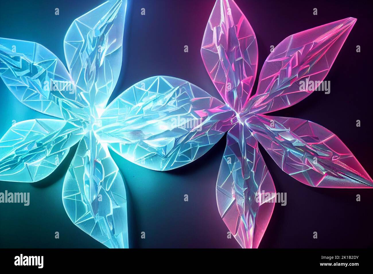 3D render abstract Neon crystal ice geometry background. Abstract HD ...