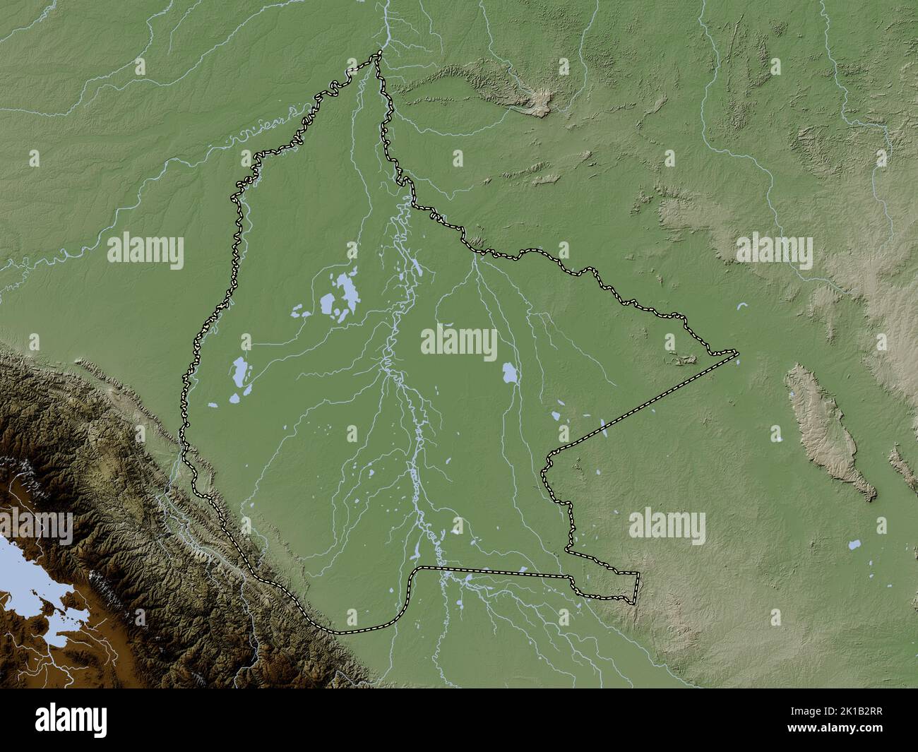 El Beni, department of Bolivia. Elevation map colored in wiki style ...