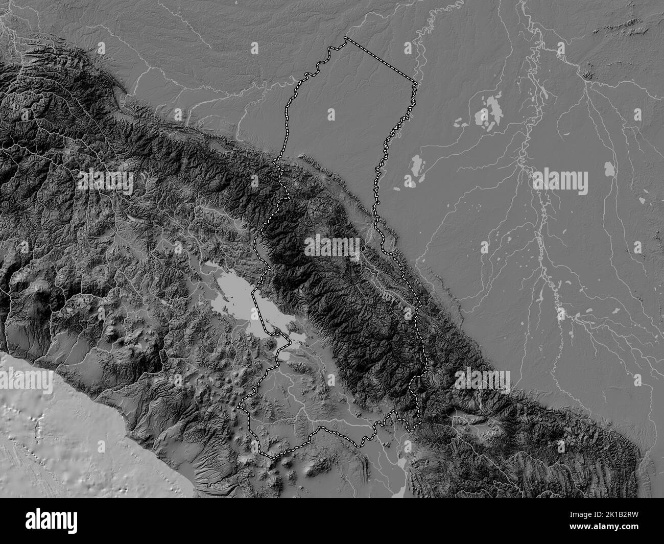 La Paz, department of Bolivia. Bilevel elevation map with lakes and rivers Stock Photo - Alamy