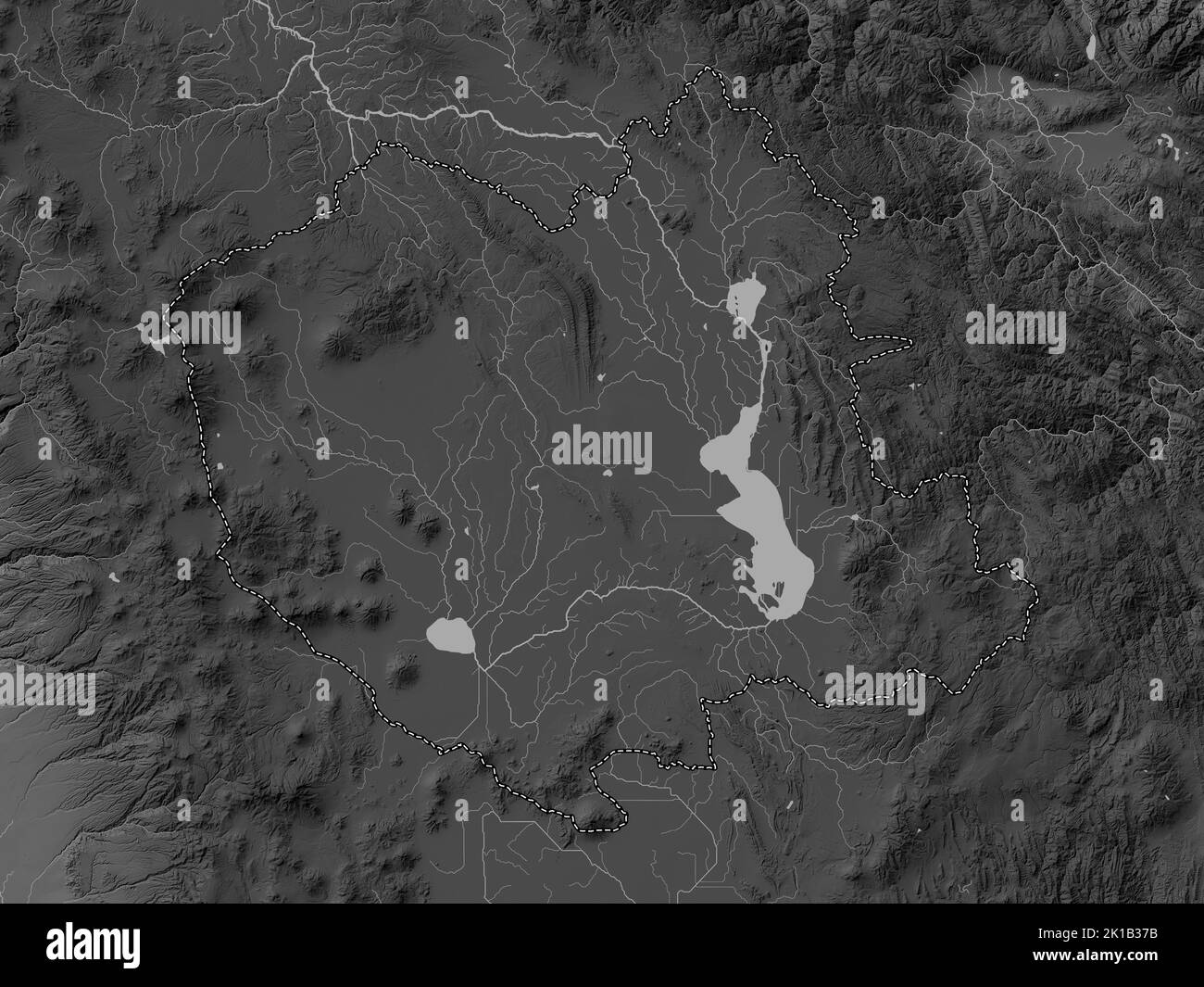 Oruro, department of Bolivia. Grayscale elevation map with lakes and rivers Stock Photo - Alamy