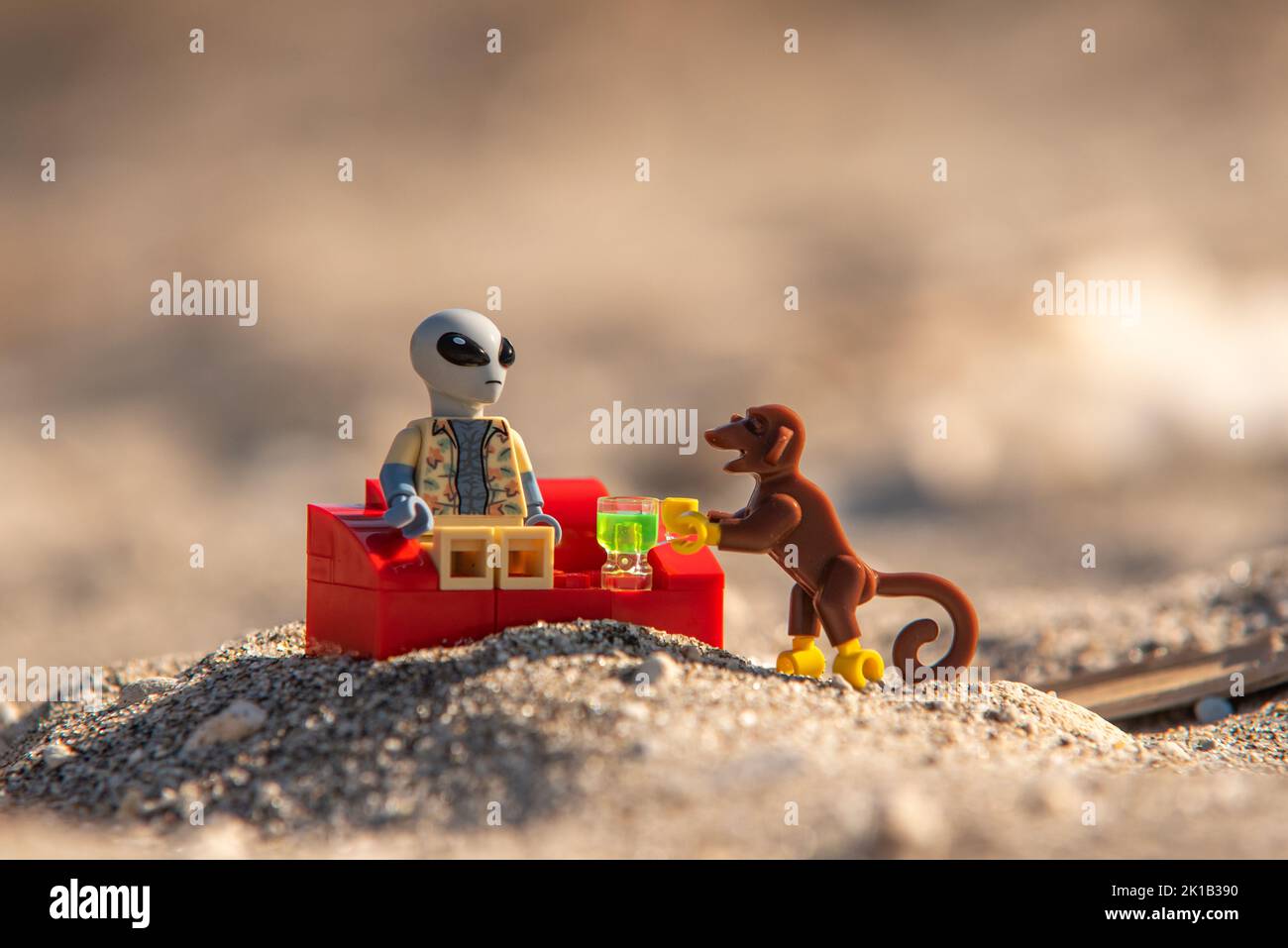 Lego alien minifigure on the beach Stock Photo - Alamy