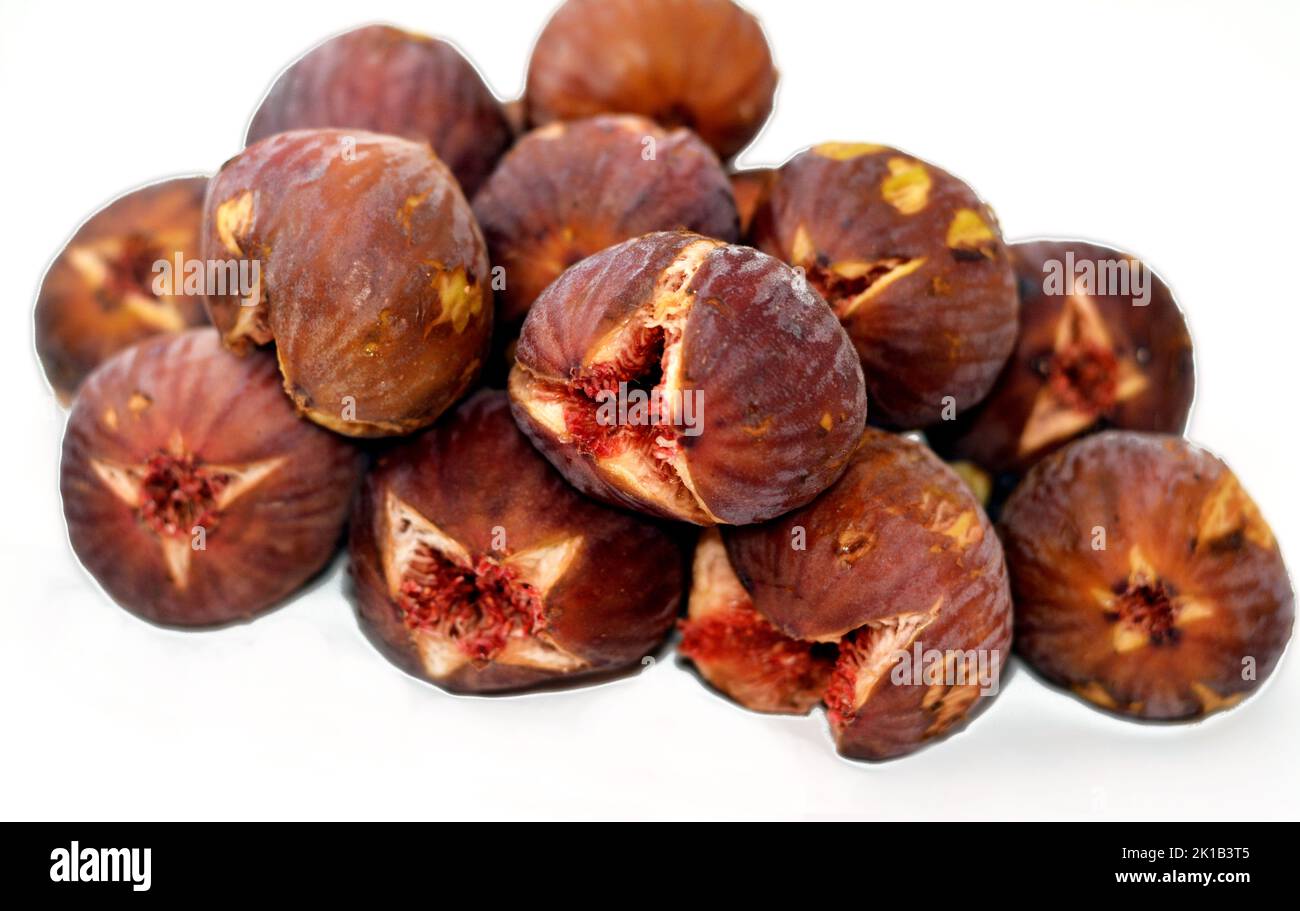 stack of figs parchment fruit isolated on white background, fig is the ...