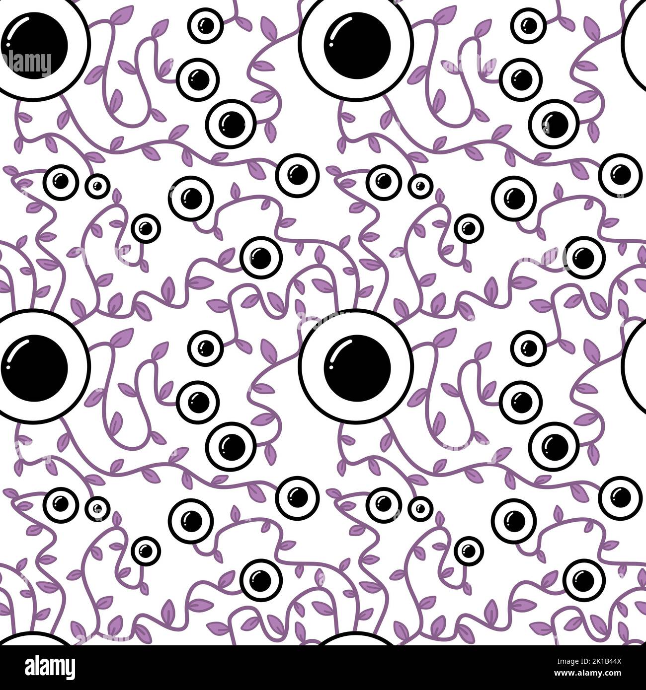 Halloween monsters aliens seamless eyes leaves pattern for wrapping ...