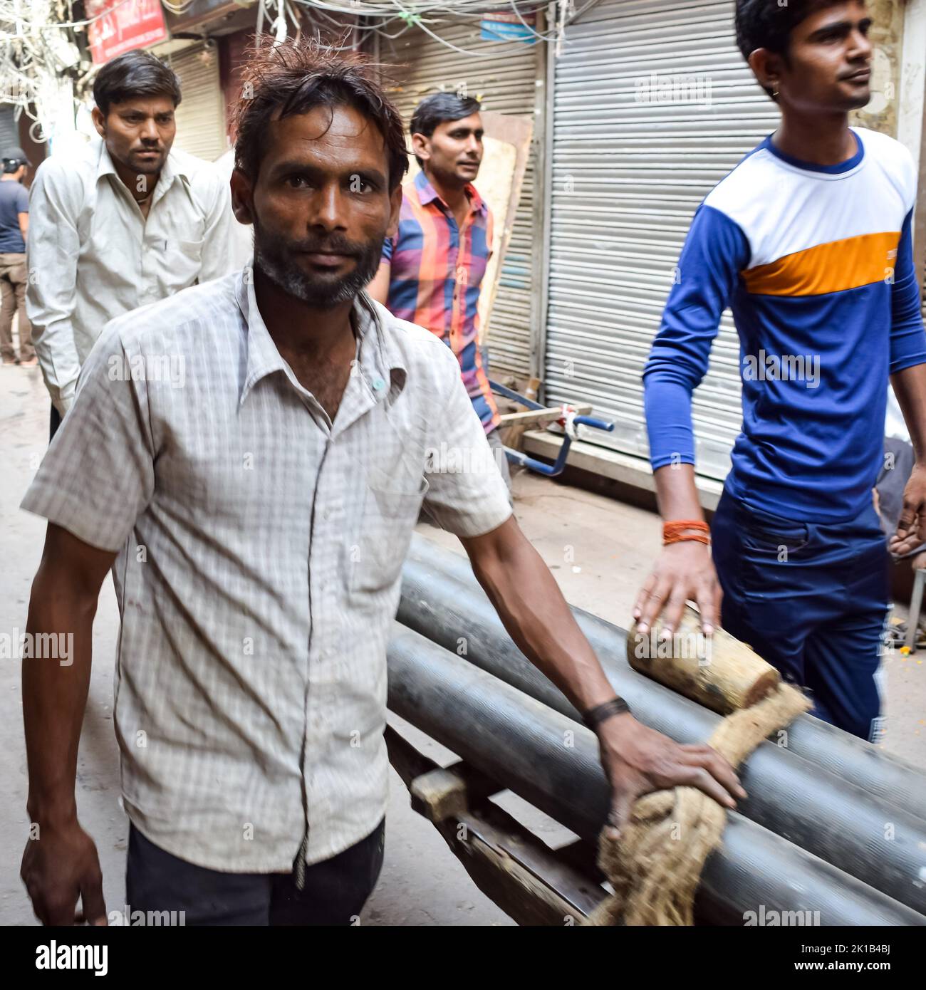 Old Delhi, India, April 15, 2022 - Unidentified group of men walking ...