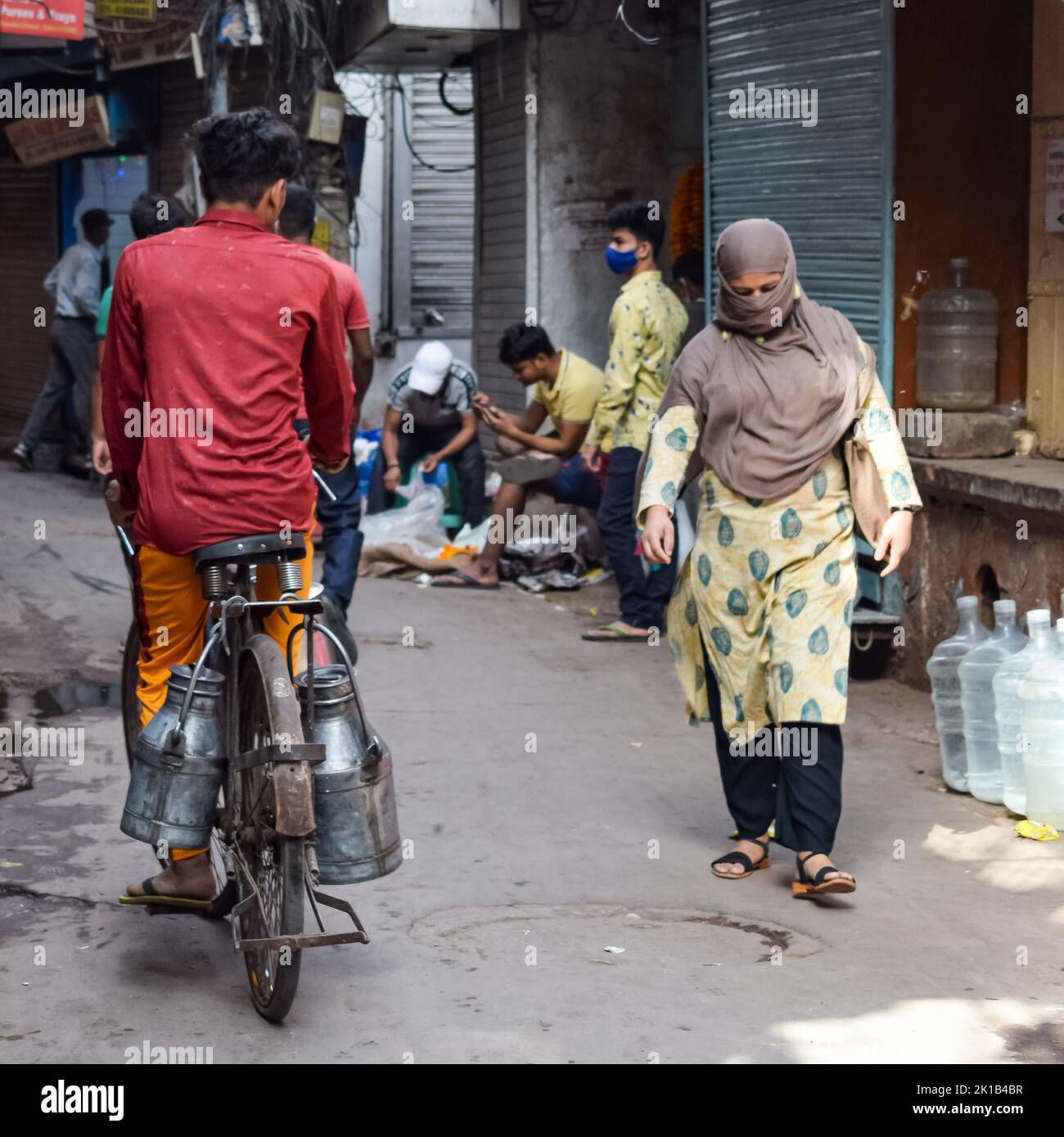 Old Delhi, India, April 15, 2022 - Unidentified group of men walking ...