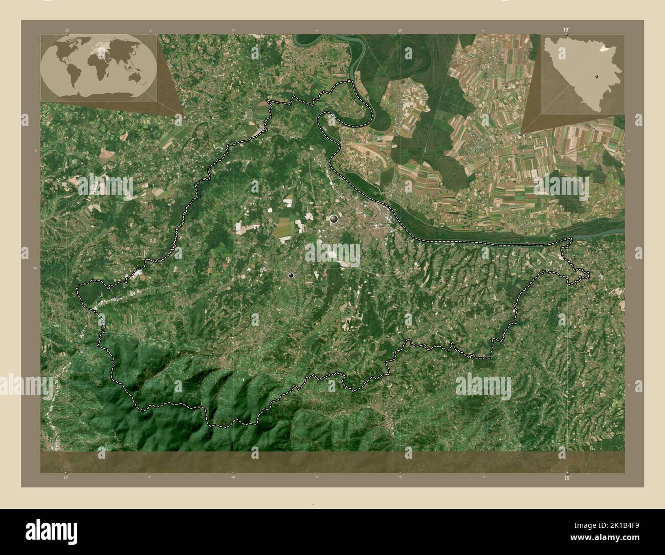 Brcko, district of Bosnia and Herzegovina. High resolution satellite ...