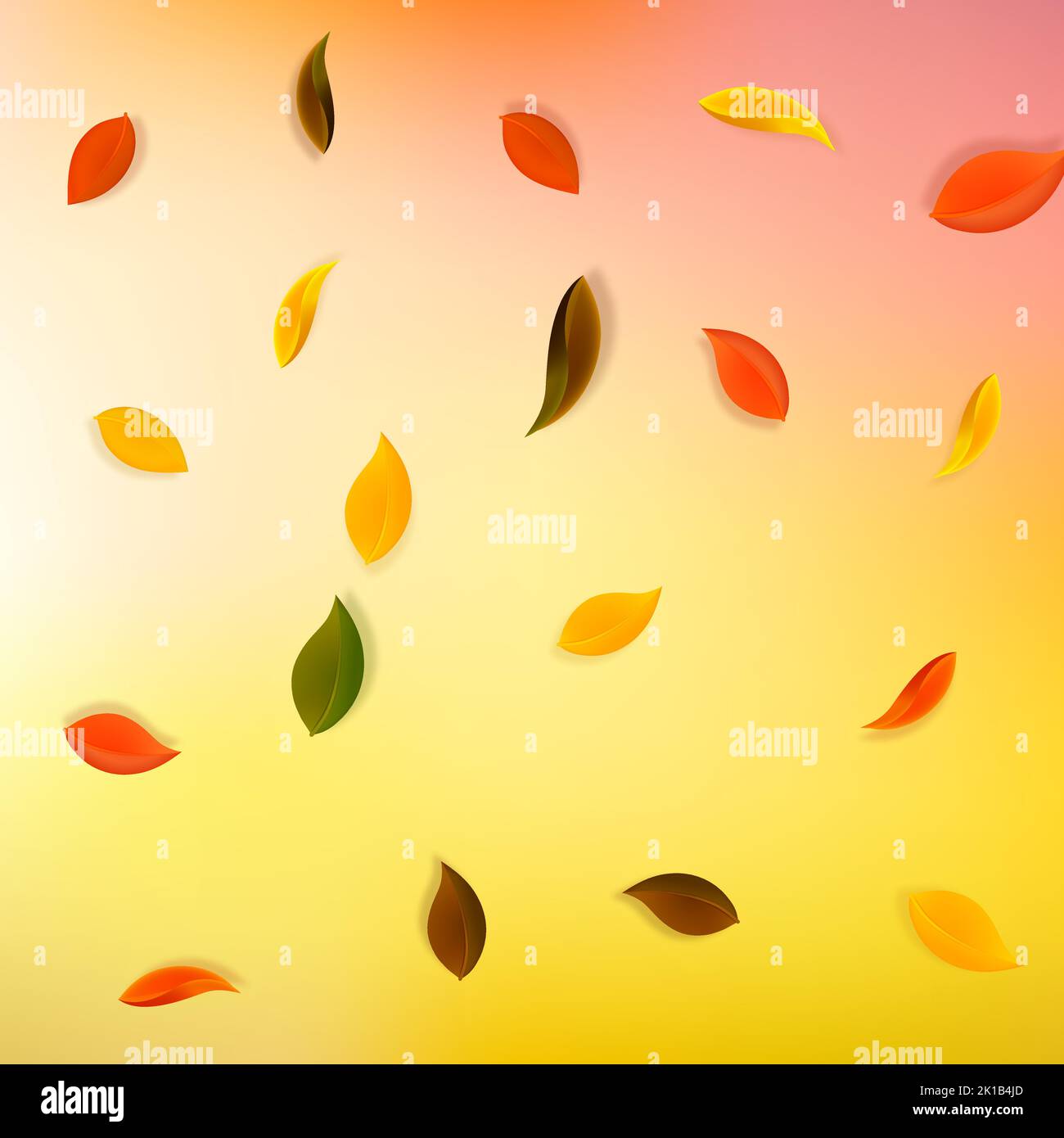 Falling autumn leaves. Red, yellow, green, brown neat leaves flying ...
