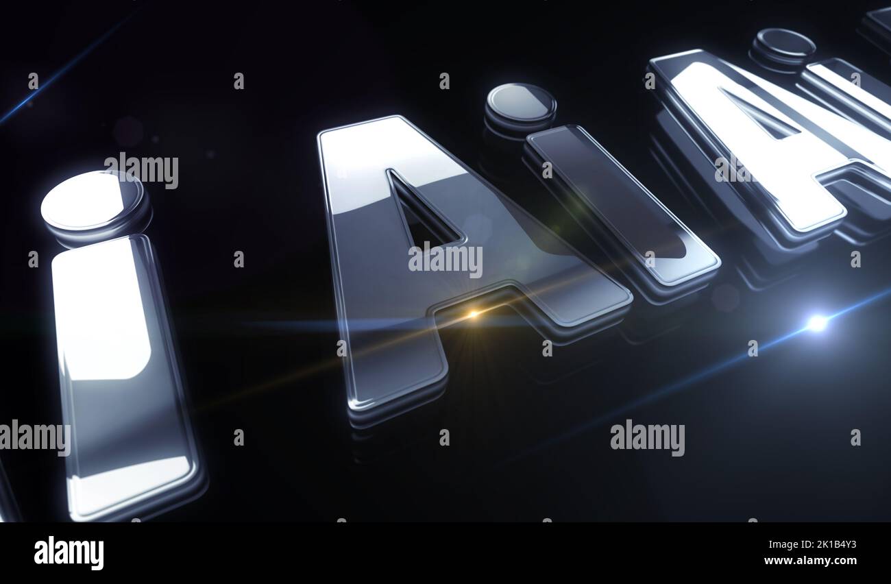 Artificial intelligence technology AI and deep learning golden metal ...