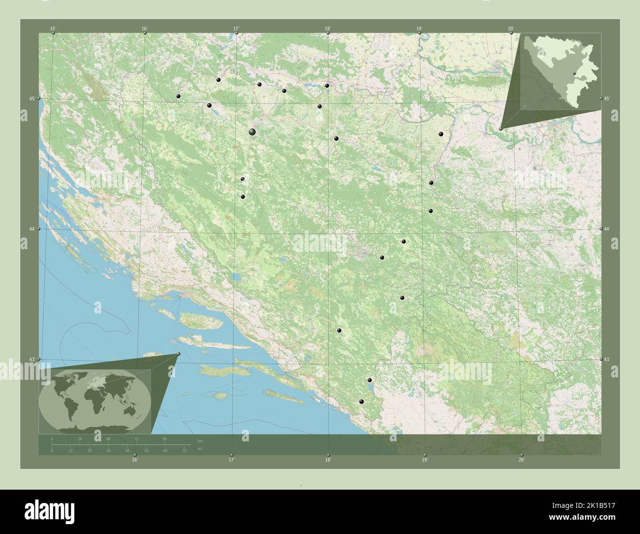 Repuplika Srpska, entity of Bosnia and Herzegovina. Open Street Map ...