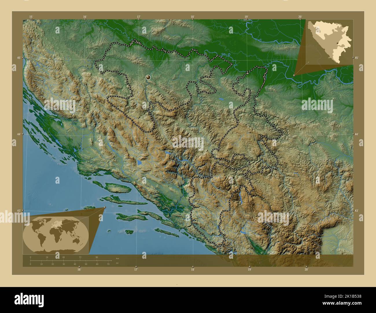 Repuplika Srpska, entity of Bosnia and Herzegovina. Colored elevation ...