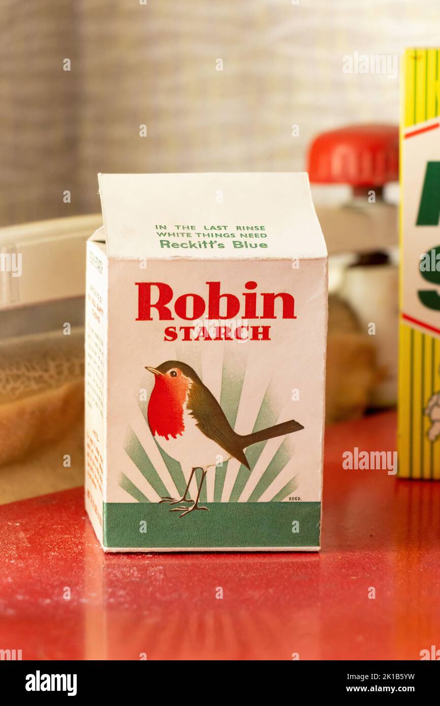 vintage Robin Starch packaging box at Beamish open air museum county ...