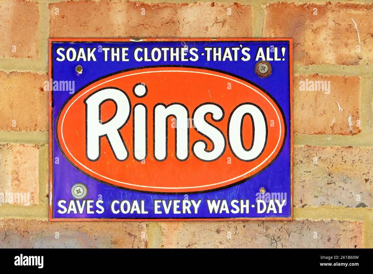 Rinso soap soak the clothes thats all on old vintage enamelled sign on ...