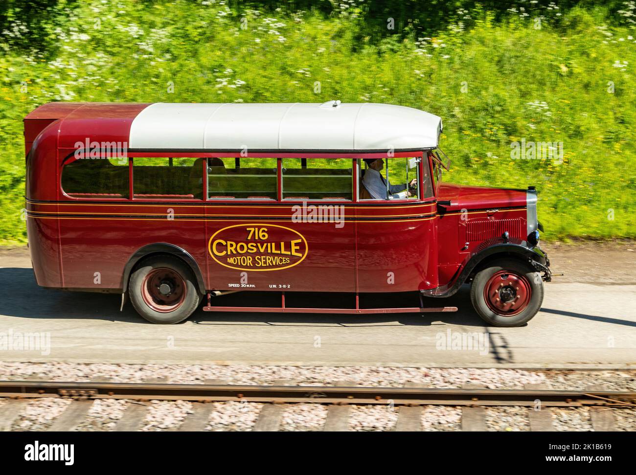 1933 vintage maroon red Crossville 716 motor services single decker ...