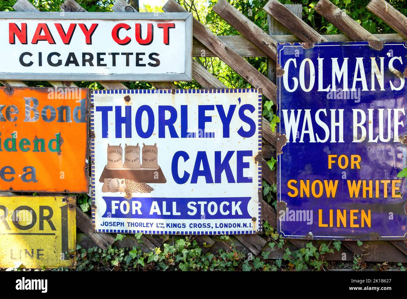 vintage enamel metal signs at Beamish open air museum county durham ...