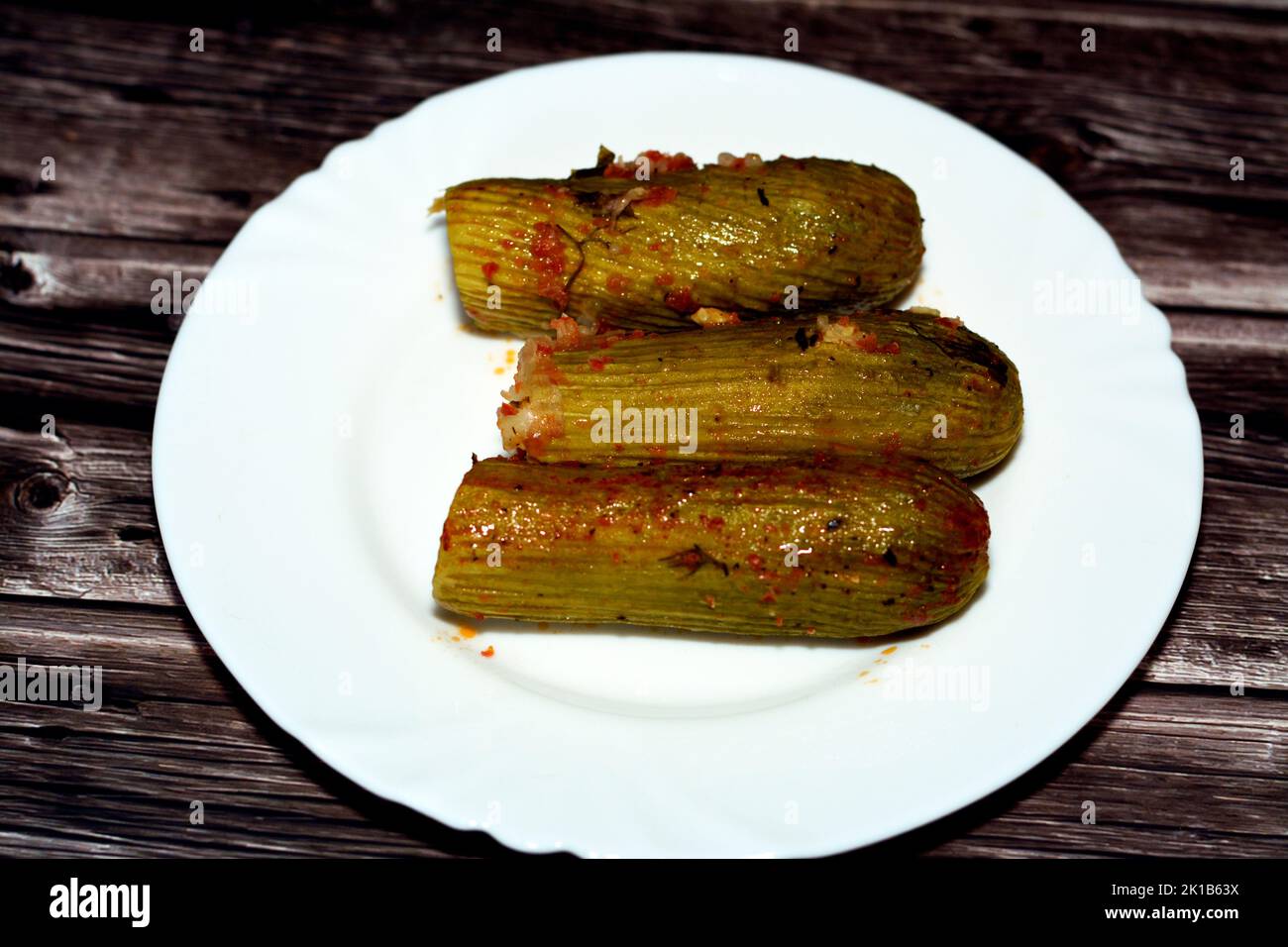 Stuffed squash, courgette, marrow, mahshi, or zucchini filled with ...