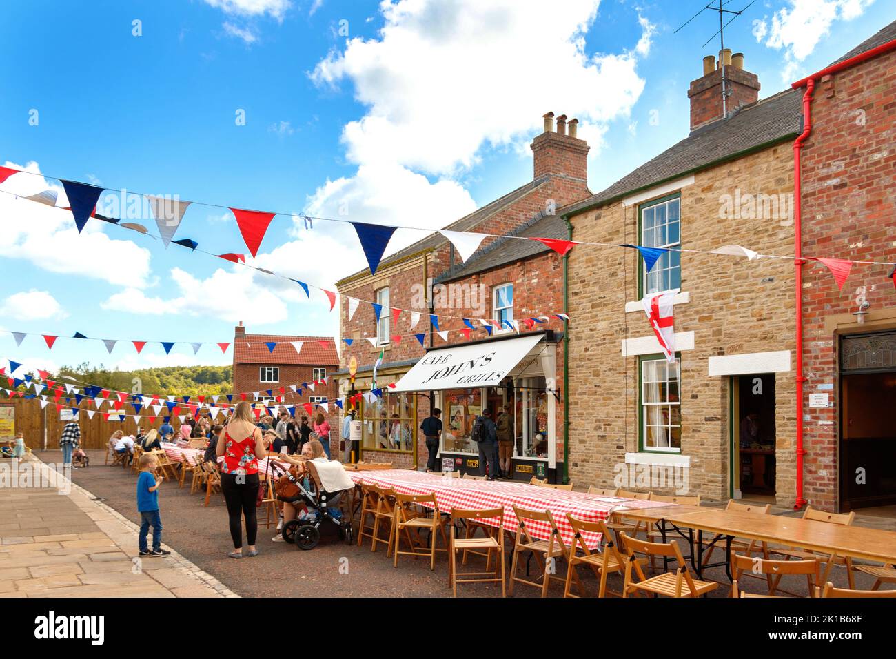 nostalgic street party new construction in the 1950s town section of ...