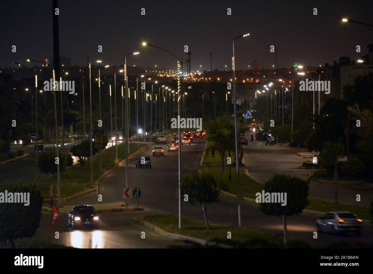 Giza, Egypt, August 27 2022: city view at night of Sheikh Zayed Al ...