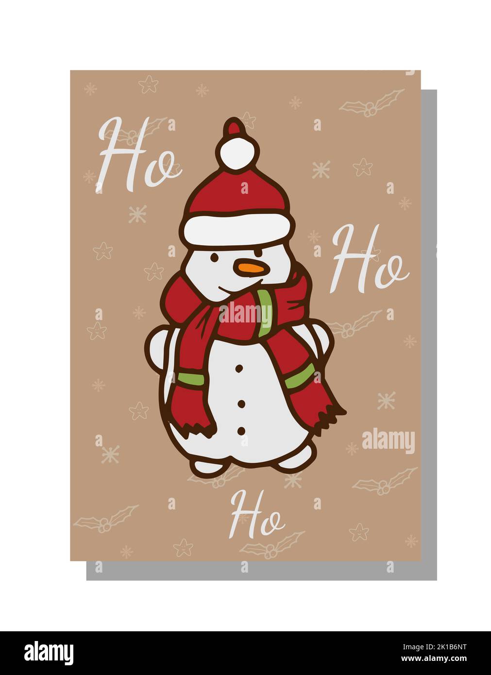 Christmas card with a snowman, be happy. Vector illustration hand ...