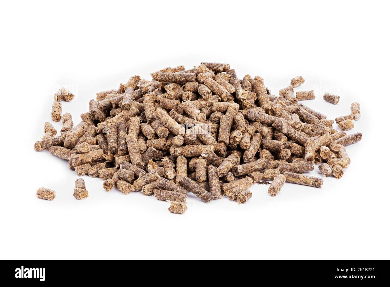 Sunflower granulated feed on white background, close-up. Pile of ...