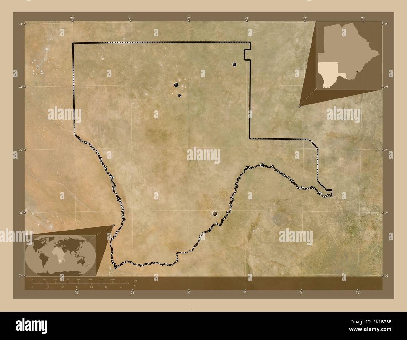 Kgalagadi, district of Botswana. Low resolution satellite map ...