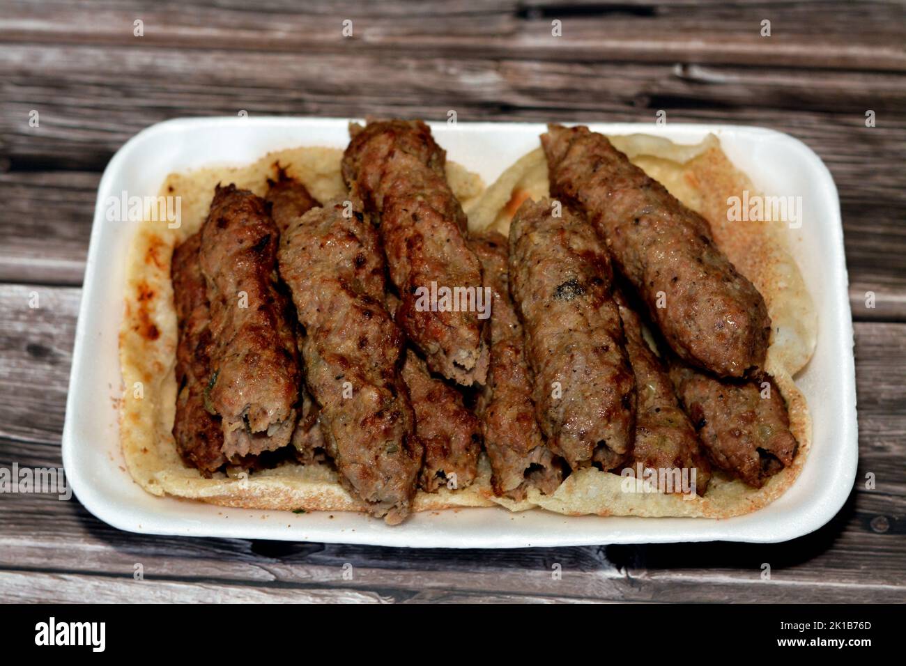 Arabic cuisine traditional food beef Kofta, kebab and tarb kofta which ...