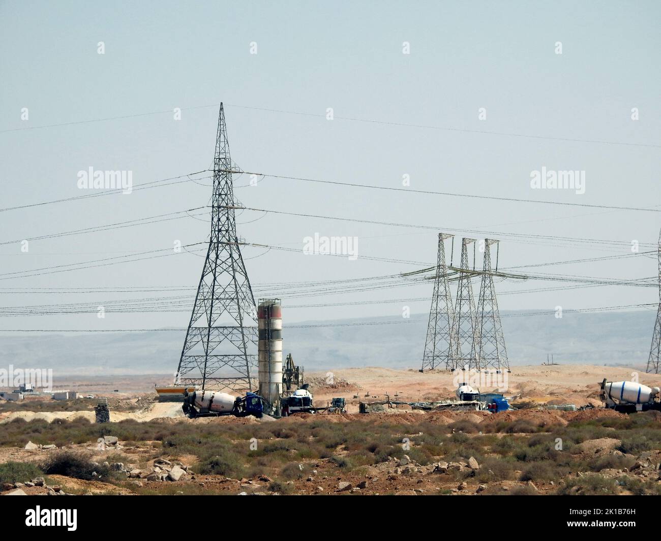 Suez, Egypt, August 12 2022: compact concrete batching plant equipment ...