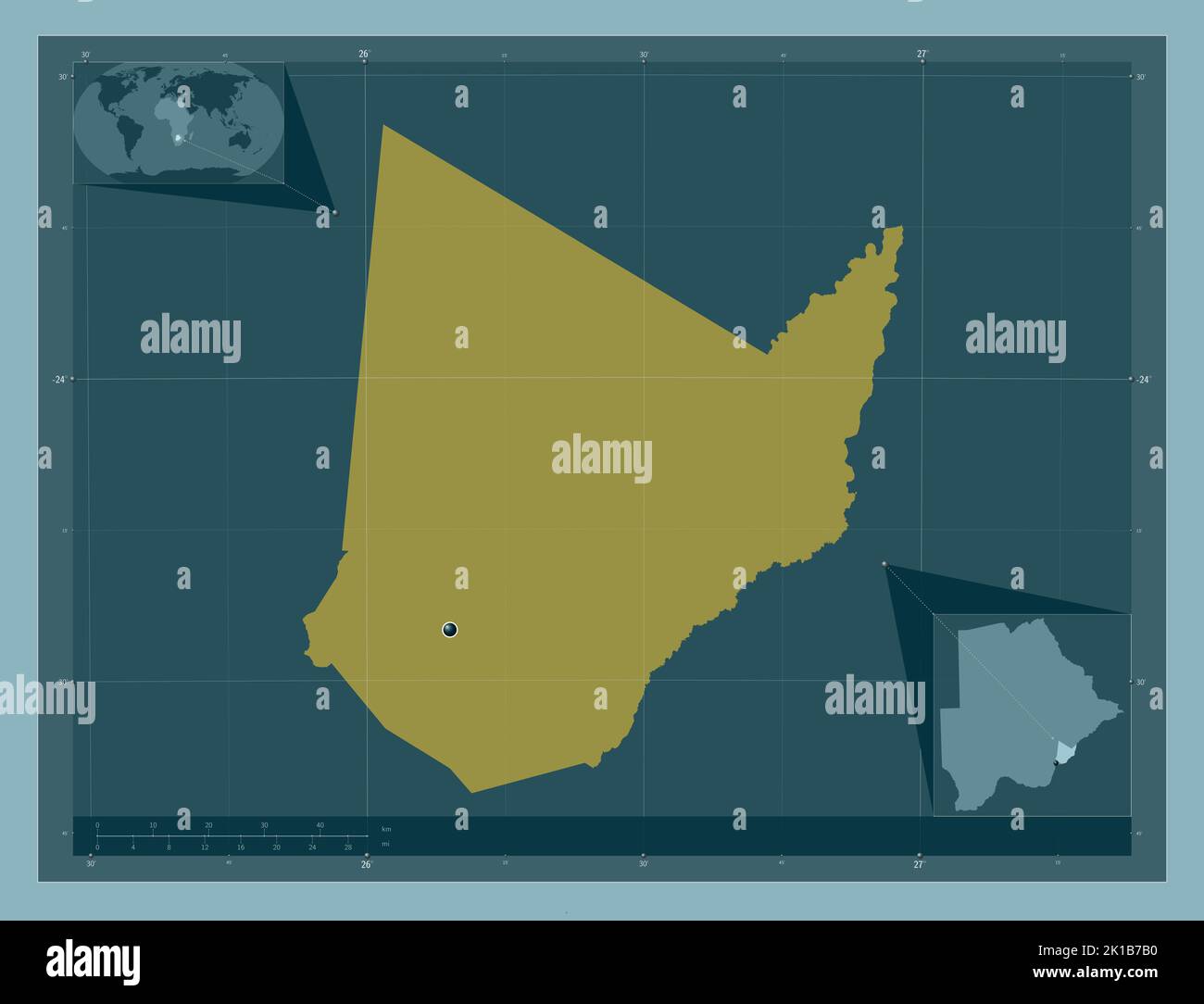Kgatleng, district of Botswana. Solid color shape. Corner auxiliary ...