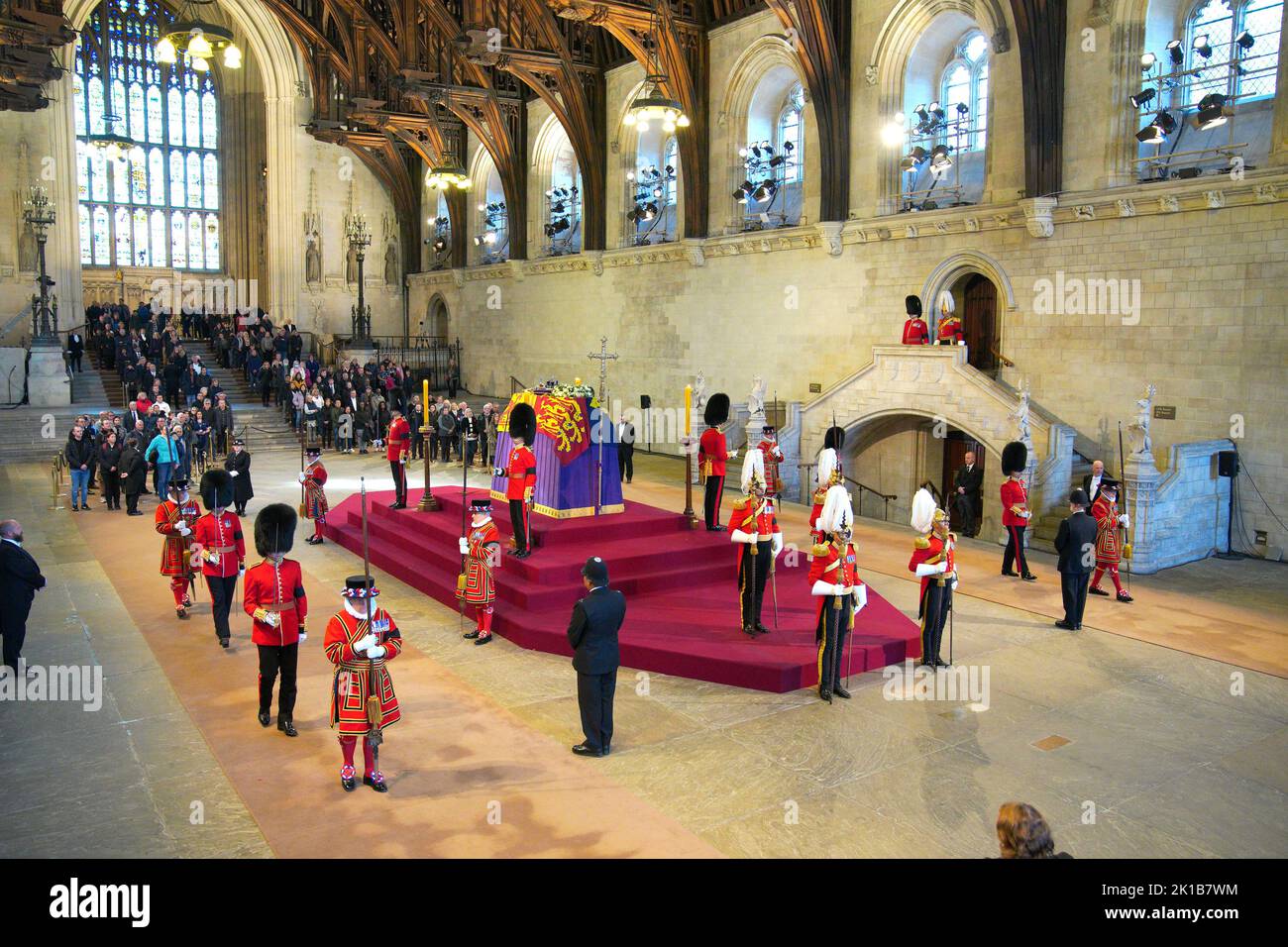 Changing of the Guard at the coffin of Queen Elizabeth II, lying in ...