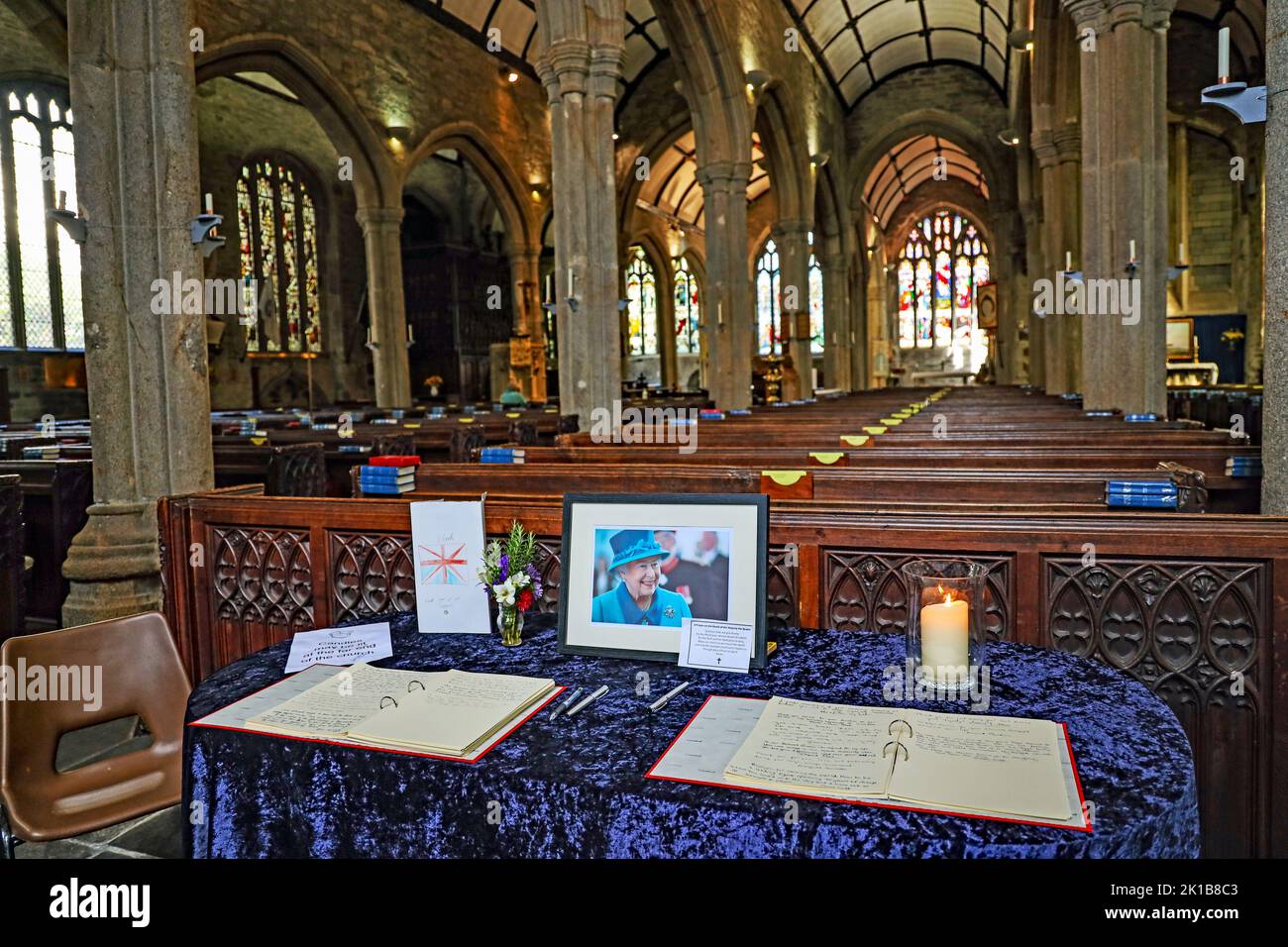 Books of condolence to Her Majesty Queen Elizabeth II for signing at ...