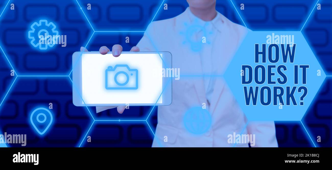 Sign displaying How Does It Work questionAsking on how stuff being ...