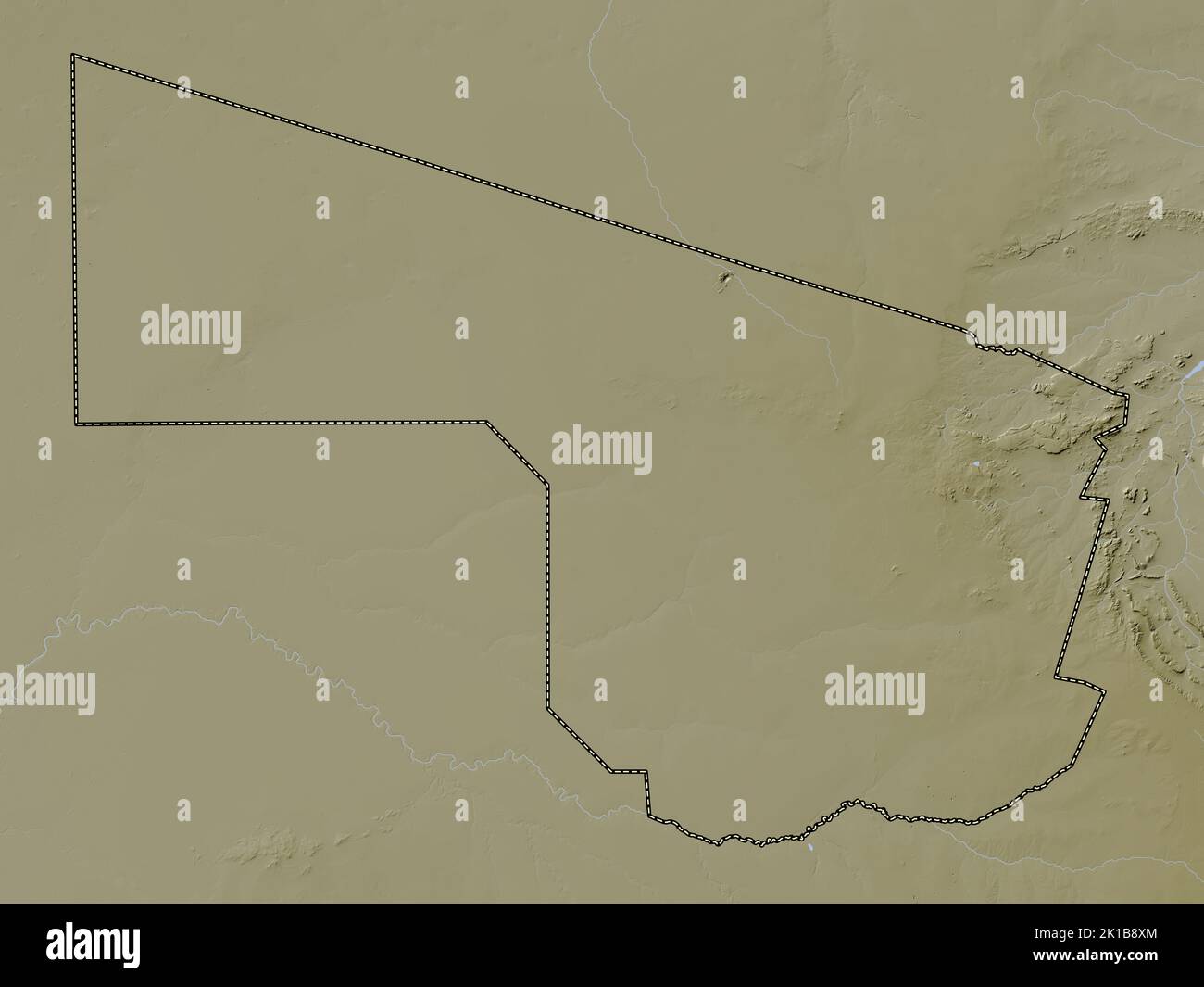 Southern, district of Botswana. Elevation map colored in wiki style ...