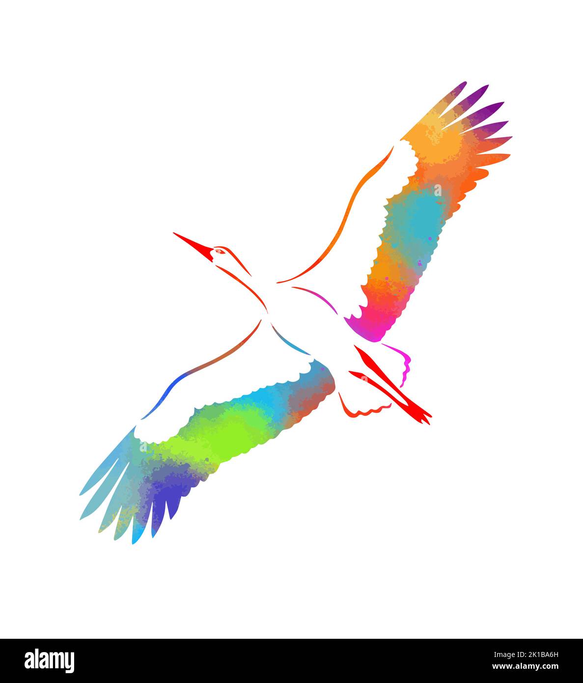 Flying stork, illustration, vector on white background Stock Vector ...