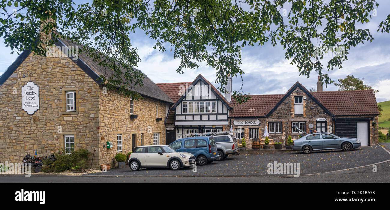 The Border Hotel, Kirk Yetholm, Scottish Borders, UK. Which marks the ...