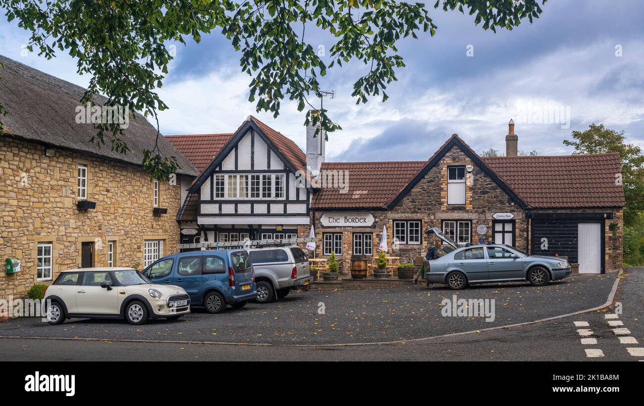 The Border Hotel, Kirk Yetholm, Scottish Borders, UK. Which marks the ...