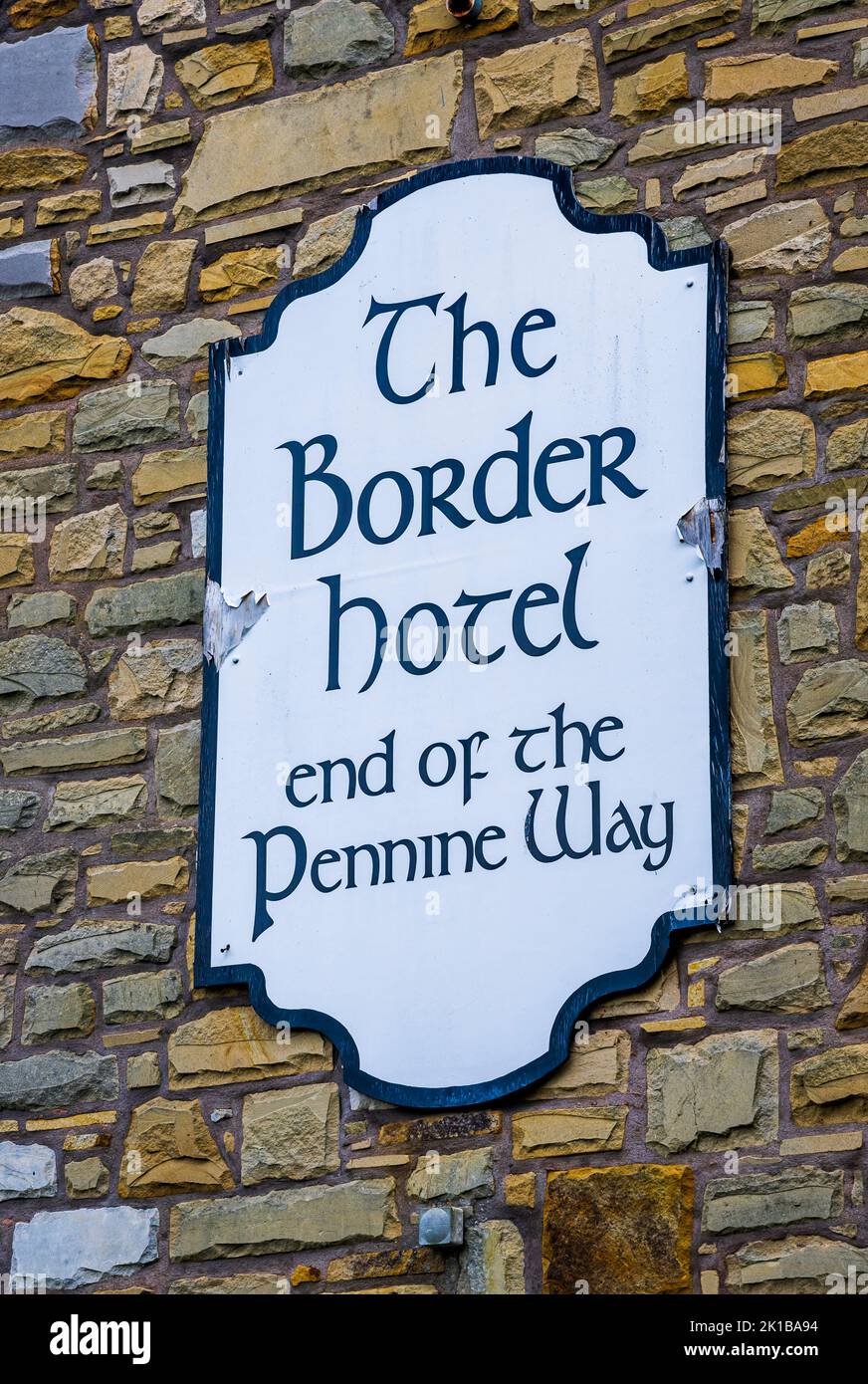 The Border Hotel, Kirk Yetholm, Scottish Borders, UK. Which marks the ...