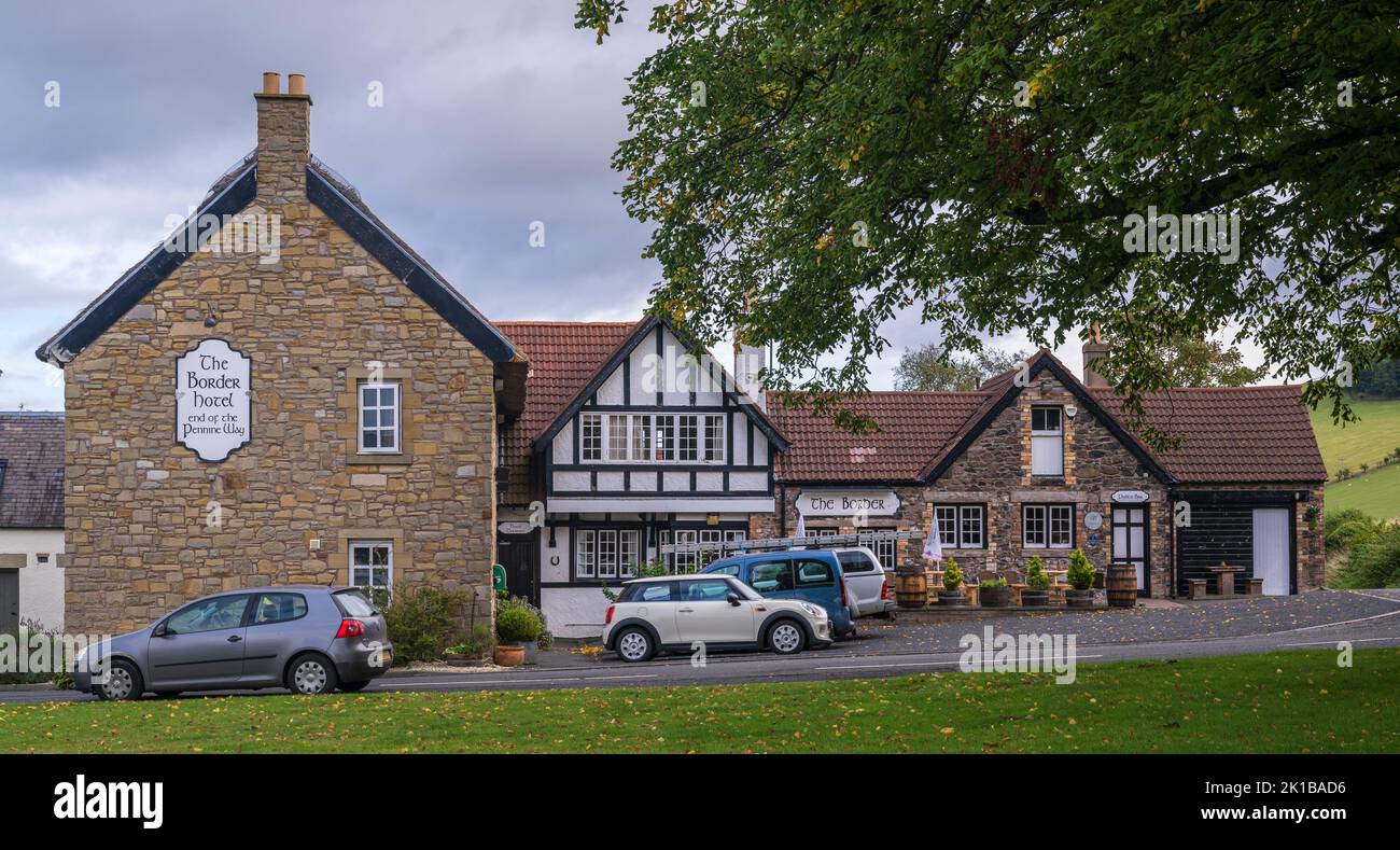 The Border Hotel, Kirk Yetholm, Scottish Borders, UK. Which marks the ...