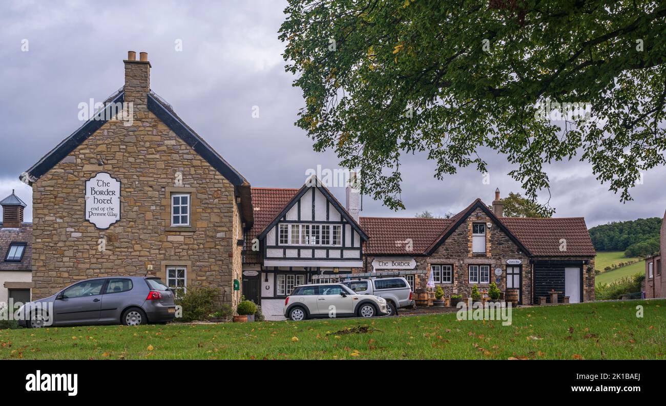 The Border Hotel, Kirk Yetholm, Scottish Borders, UK. Which marks the ...