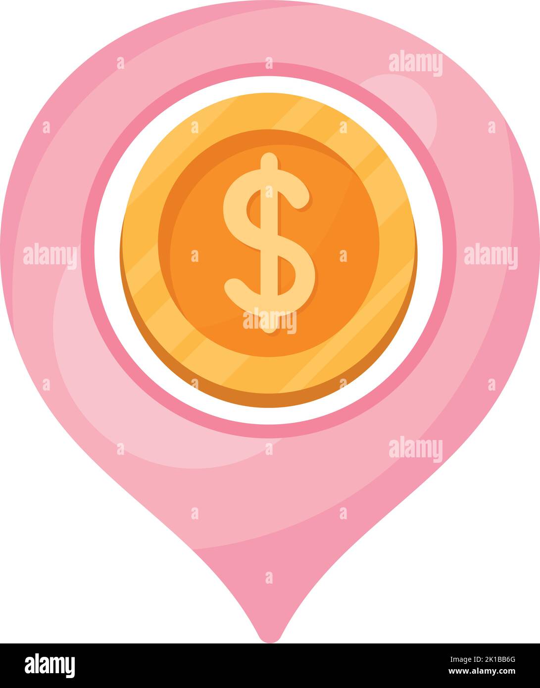 coin dollar in pin location icon Stock Vector Image & Art - Alamy