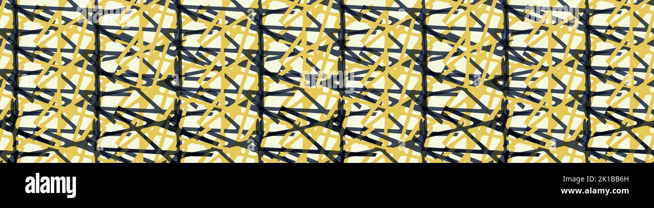 Knit weave style grid vector seamless border background. Blue yellow ...