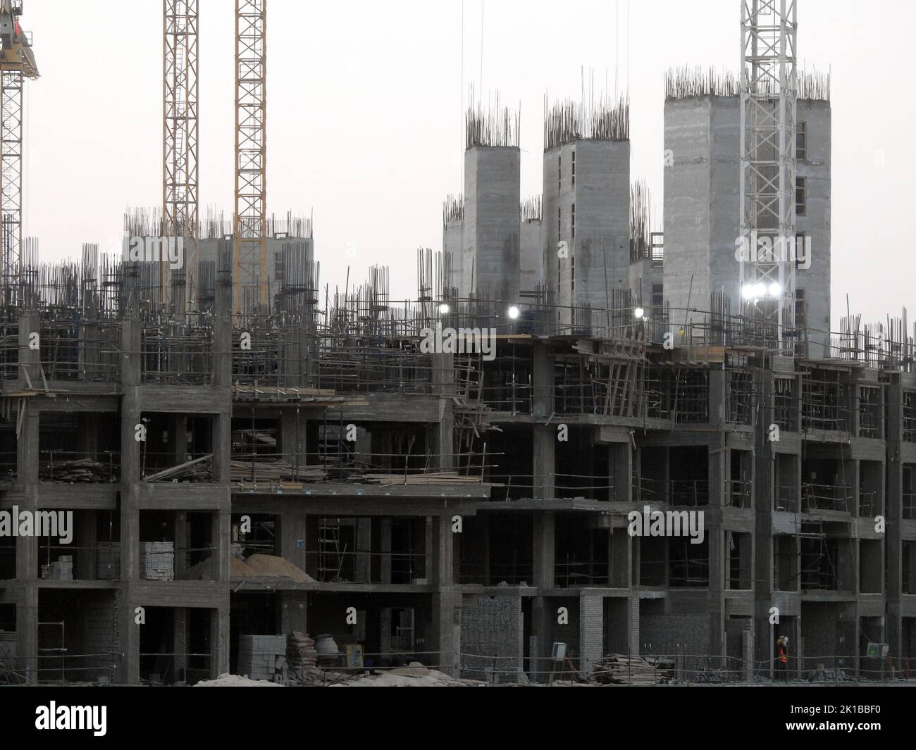 Giza, Egypt, August 20 2022: A construction site of a new high rise in ...