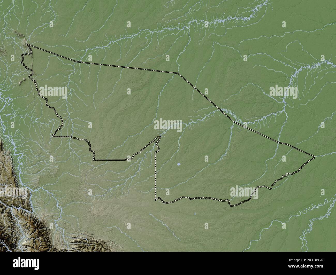 Acre, state of Brazil. Elevation map colored in wiki style with lakes ...