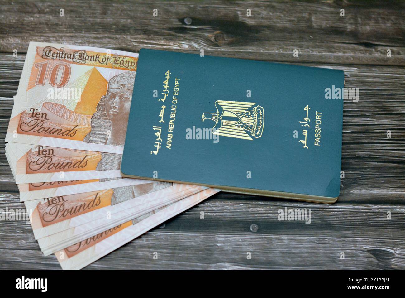 Egyptian passport with new polymer 10 EGP LE ten Egyptian pounds money ...